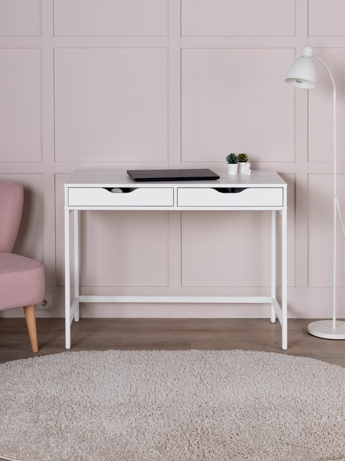 Стол письменный ГУД лакк Ингар с металлическими ножками, 100x48x76, белый