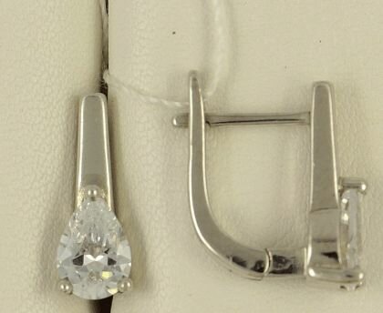 Серьги, серебро, 925 проба, фианит