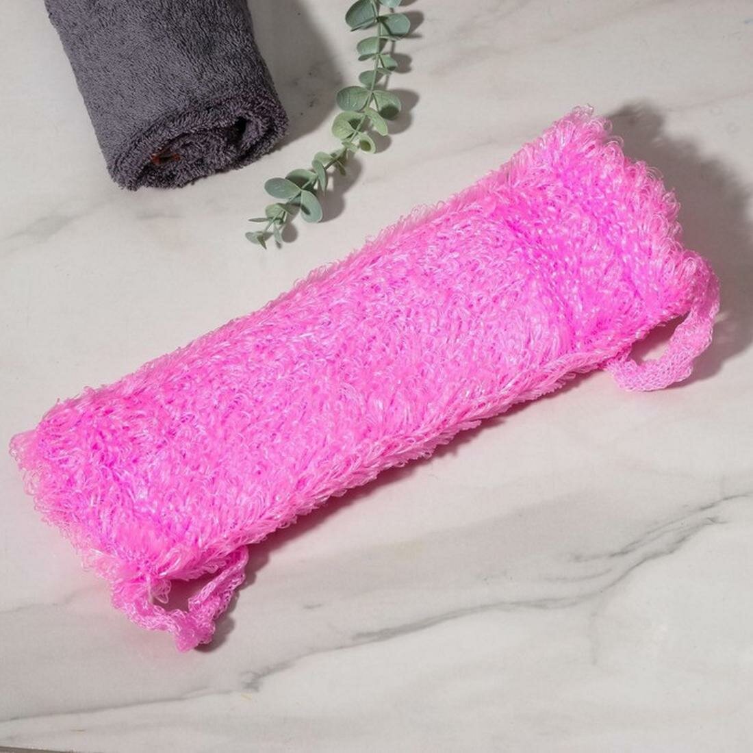 Мочалка для тела Доляна «Демидовская», с ручкой, 12x40 см, цвет микс