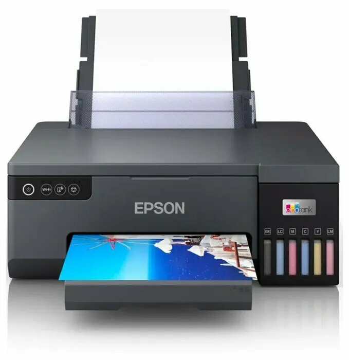 Epson Принтер струйный L8058, СНПЧ, цветной, A4, USB, Wi-Fi с 6 флаконами оригинальных чернил , черно-серый