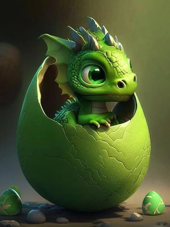 Алмазная мозаика на подрамнике "Милый дракон" круглые бриллианты 40х50см