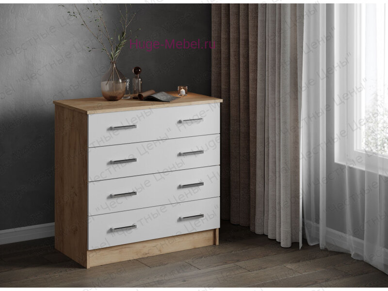 Комод "Катрин 3 белый/крафт" Huge Mebel . Ширина 820 Высота 810. Комоды