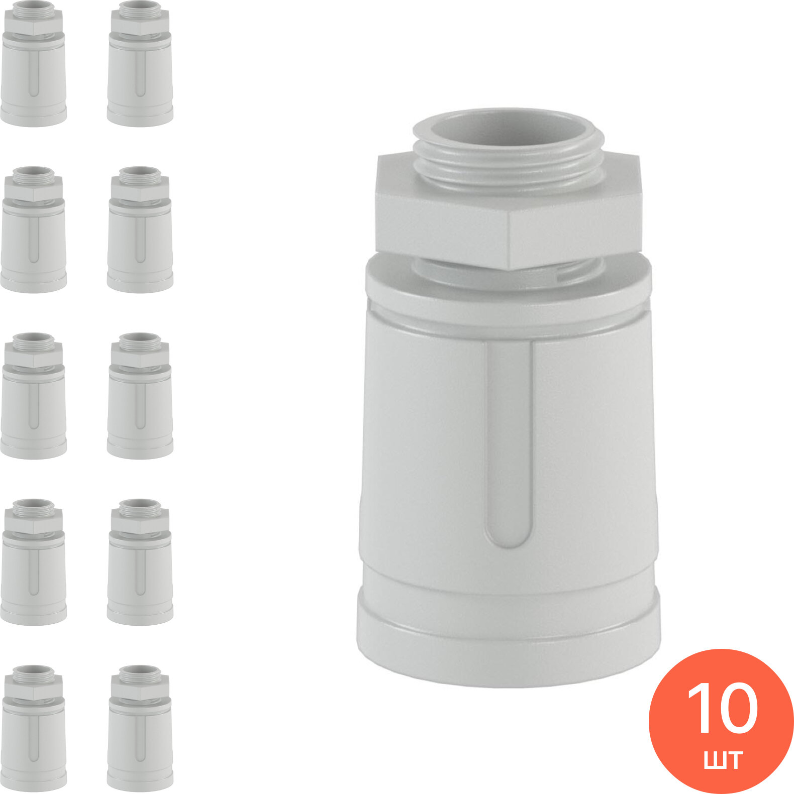 Кабельный ввод DKC / ДКС муфта труба-коробка, пластиковый, серый, M16x1.5, 16мм, IP67 / электрика (комплект из 10 шт)