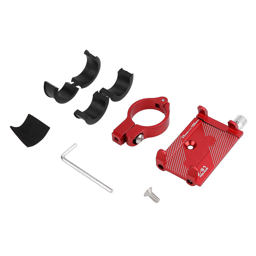 Регулируемый зажим для крепления телефона на руль велосипеда из алюминиевого сплава, красный, прочный и надежный.