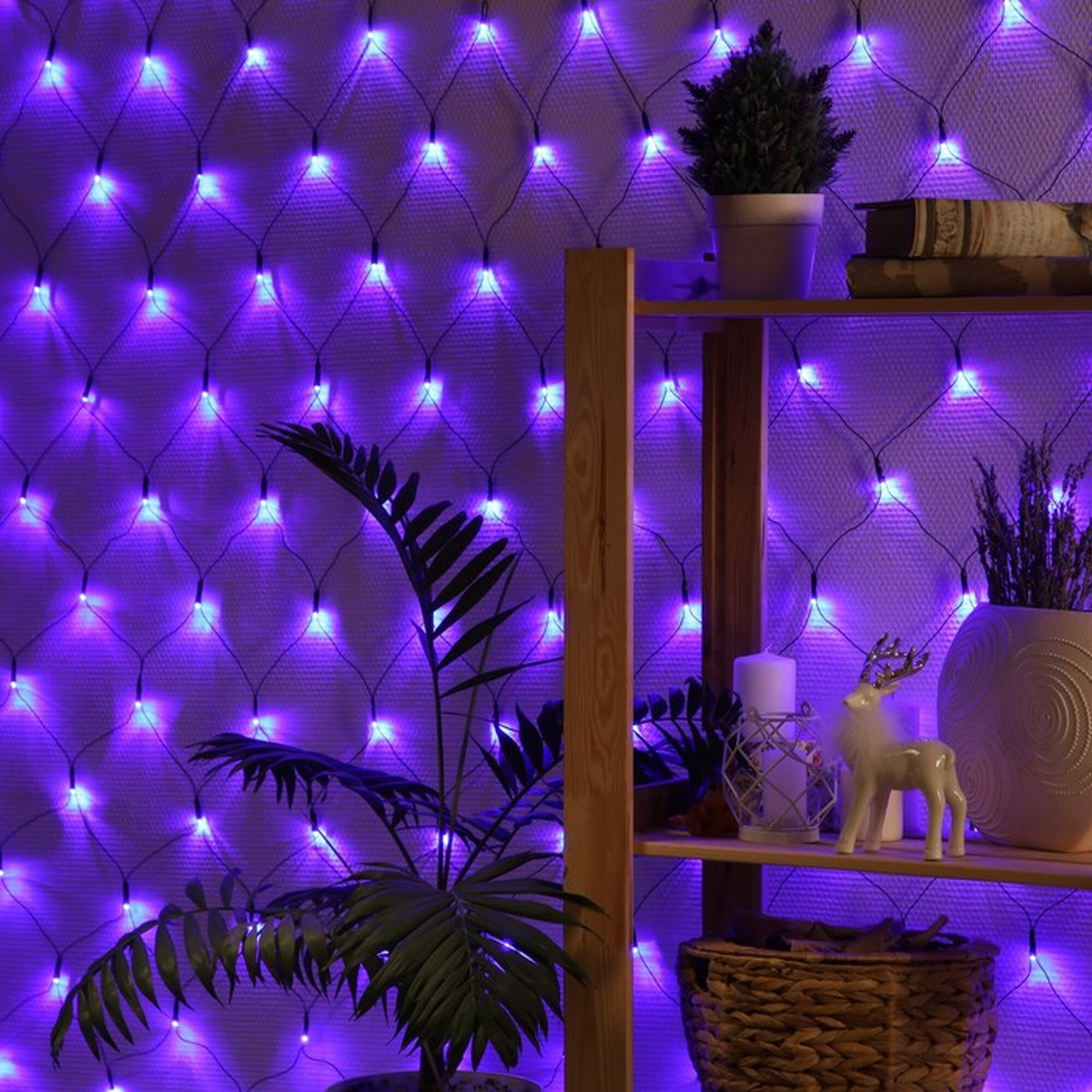 Гирлянда «Сеть» 2 × 2 м, IP20, тёмная нить, 224 LED, 8 режимов, 220 В, свечение синее