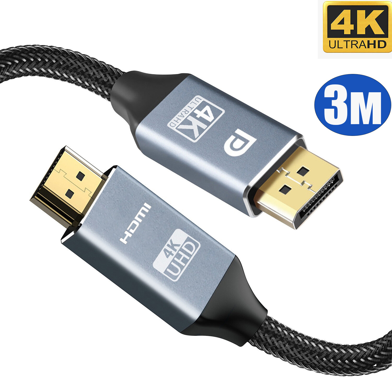DisplayPort к HDMI кабель 4K, односторонний адаптер DP-HDMI, поддержка 2K 60Гц и 1080P, универсальная совместимость