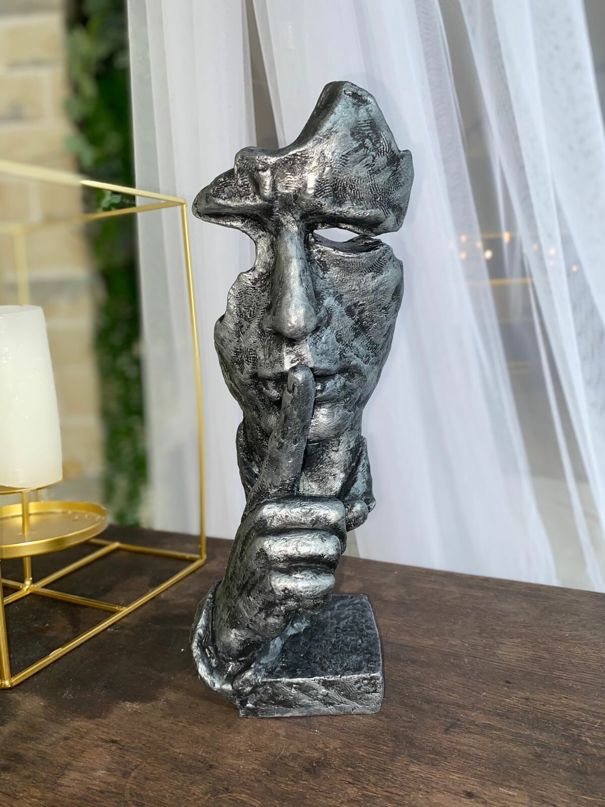 Гипсовая статуэтка, фигура для дома и интерьера, лицо Тишина