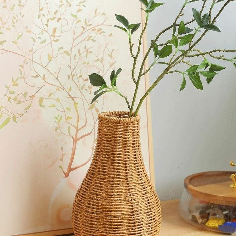 Ваза ручной работы, имитация ротангового плетения, 1 шт.