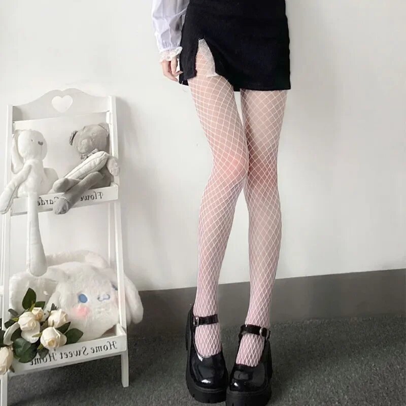 Черные ажурные колготки medium mesh white
