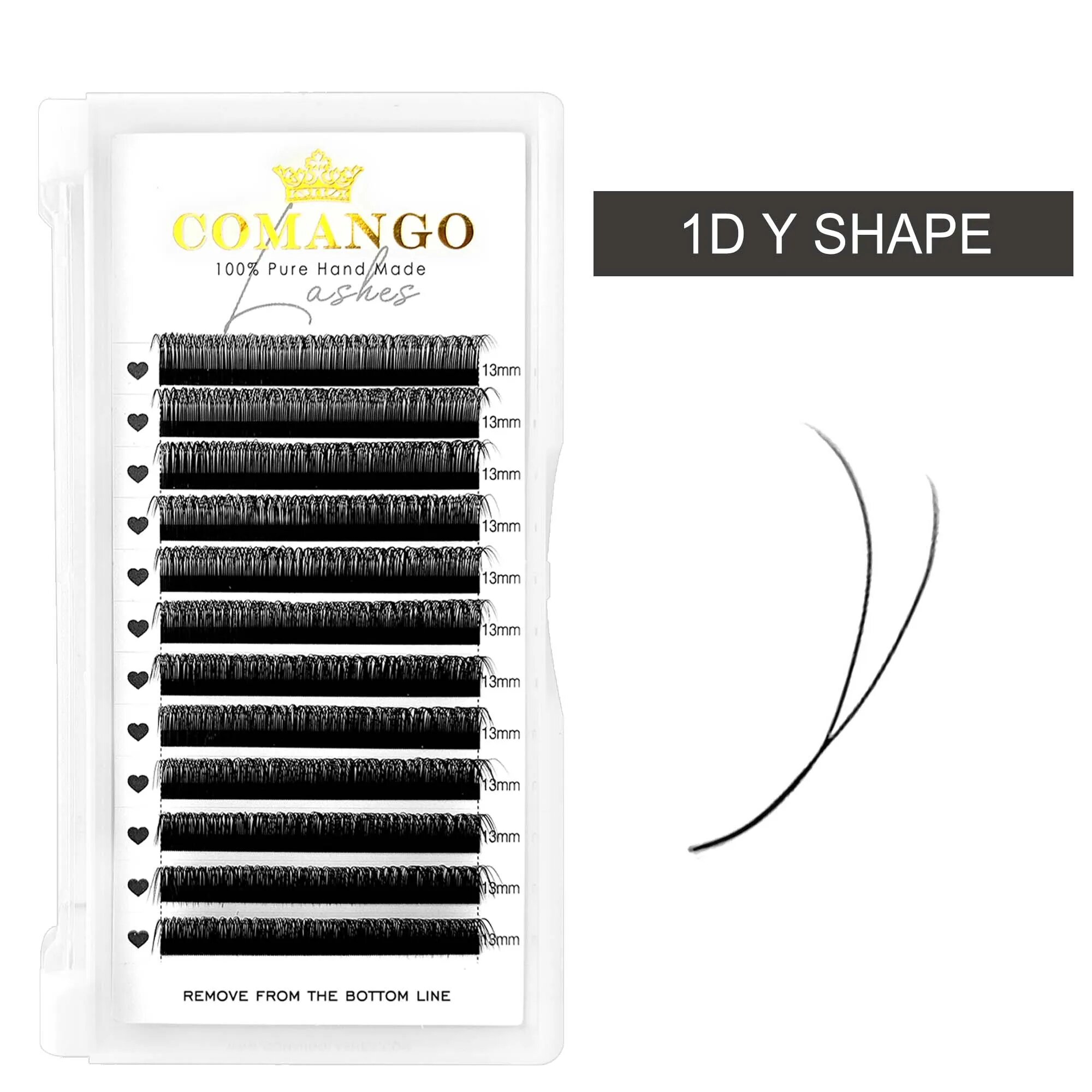 Nакладные ресницы CoMango 1D Y-образные C изгиб, 10 мм, Black