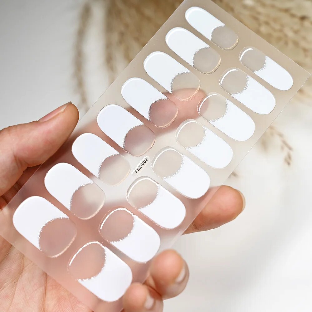 MAFANAILS Белые гелевые наклейки для ногтей, 16 шт, NK-FSZ-002