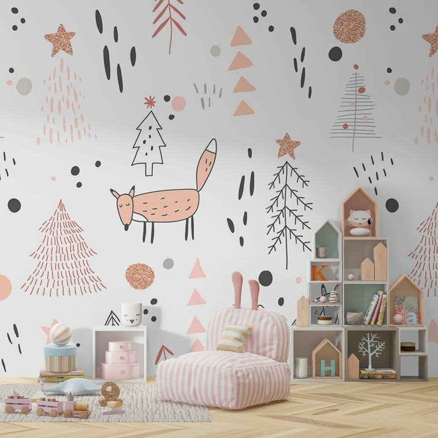 Фотообои Лисички и волки 12-700-L-Флок 270 x 400 см (ВхШ) Бесшовные, флизелиновые, влагостойкие обои MasterFresok