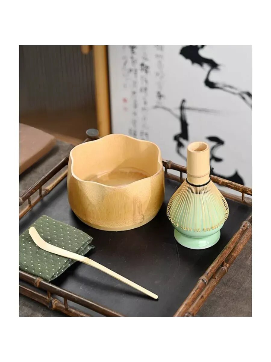 Набор для приготовления Матча чая 4 в 1: ложка Тясаку