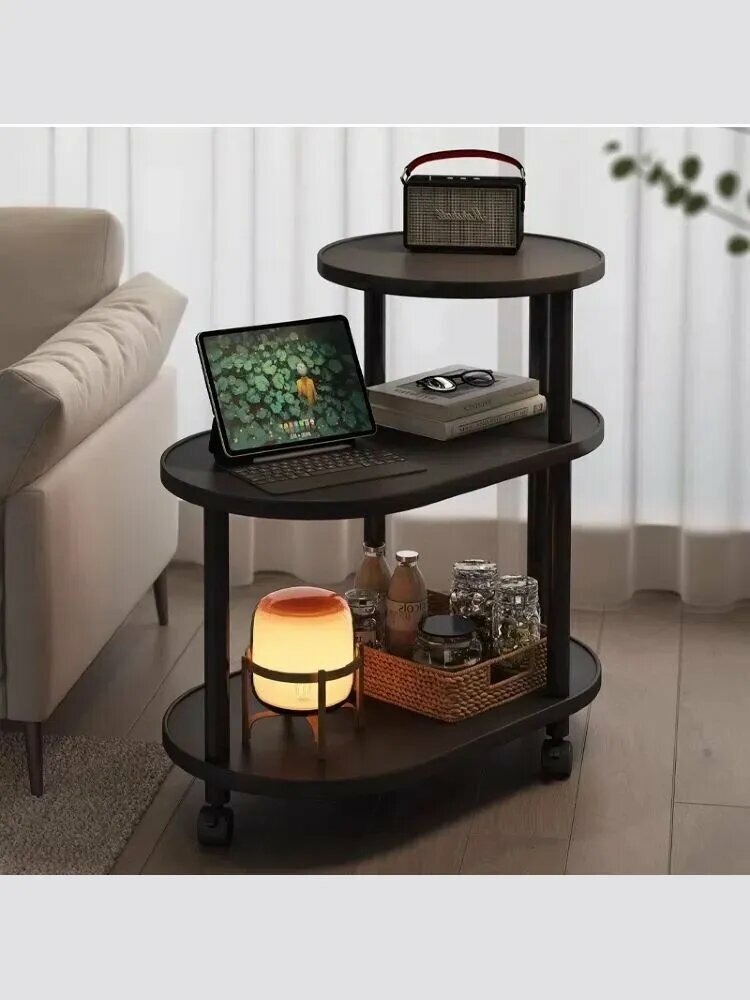 Журнальный стол, чёрный матовый, массив дерева, ДВП, для гостиной