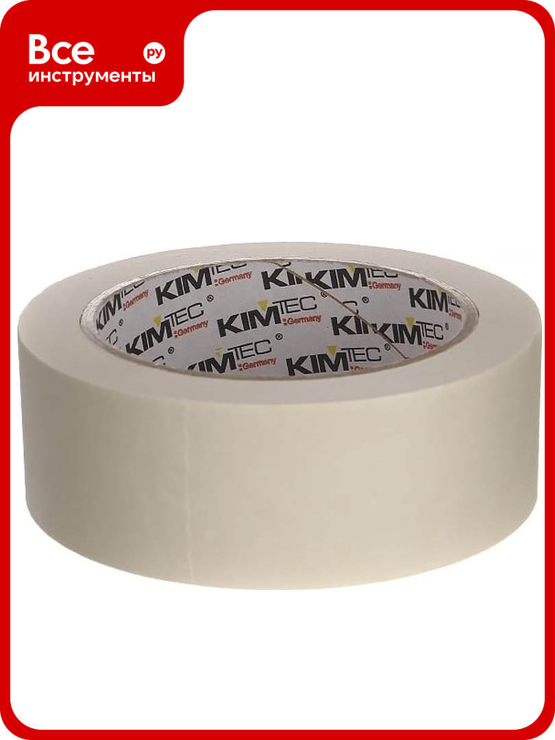 Малярная лента KIM TEC, бумажная основа с водным клеем, бело‑желтый цвет, предназначена для точного малярного нанесения