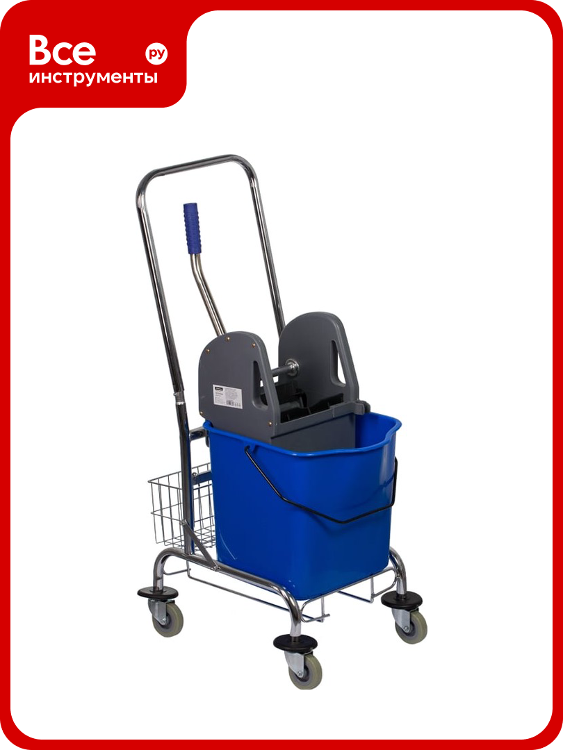 Уборочная тележка OfficeClean Professional 1 ведро 25 л металлический каркас отжим 260493/AF08082, для уборки помещений