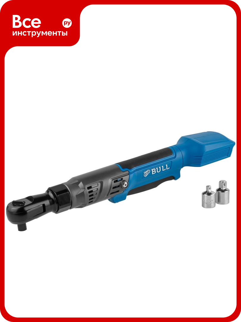 Аккумуляторная, BULL, угловая трещотка (гайковерт) BULL CRW 9020 в кор. 90 Нм, 0-200 об/мин, LED 1333566, рук