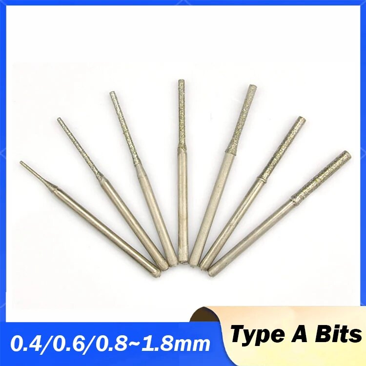 Алмазное сверло набор 0.4/0.6/0.8/1/1.2/1.4/1.6/1.8 мм 0.4mm, 2Pcs
