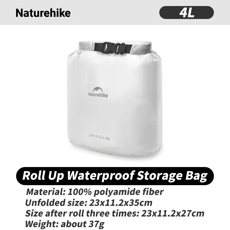 Naturehike Водонепроницаемые сухие сумки из нейлона Белый, White - 4L
