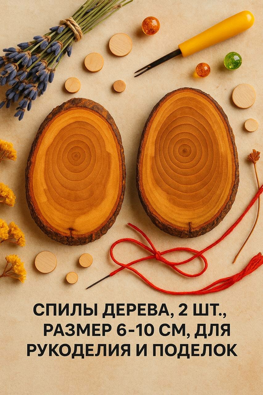 Спилы дерева 8-10 см, 2 шт - для рукоделия, творчества, росписи, крафта