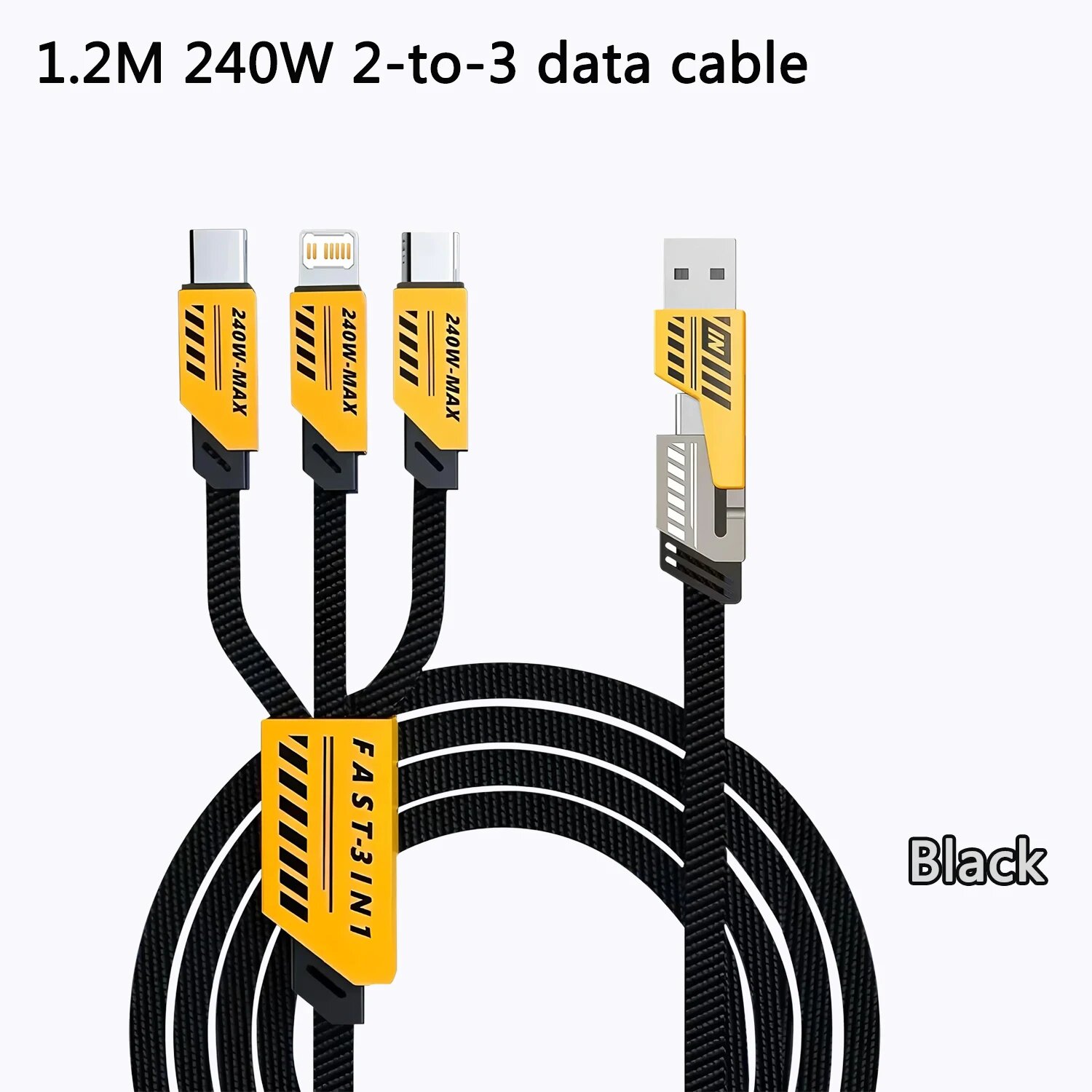 Кабель Для Зарядки 6-в-1 С Портами USB-C И Micro USB, Многопортовый USB-кабель Для iPhone 14/13/12, Xiaomi