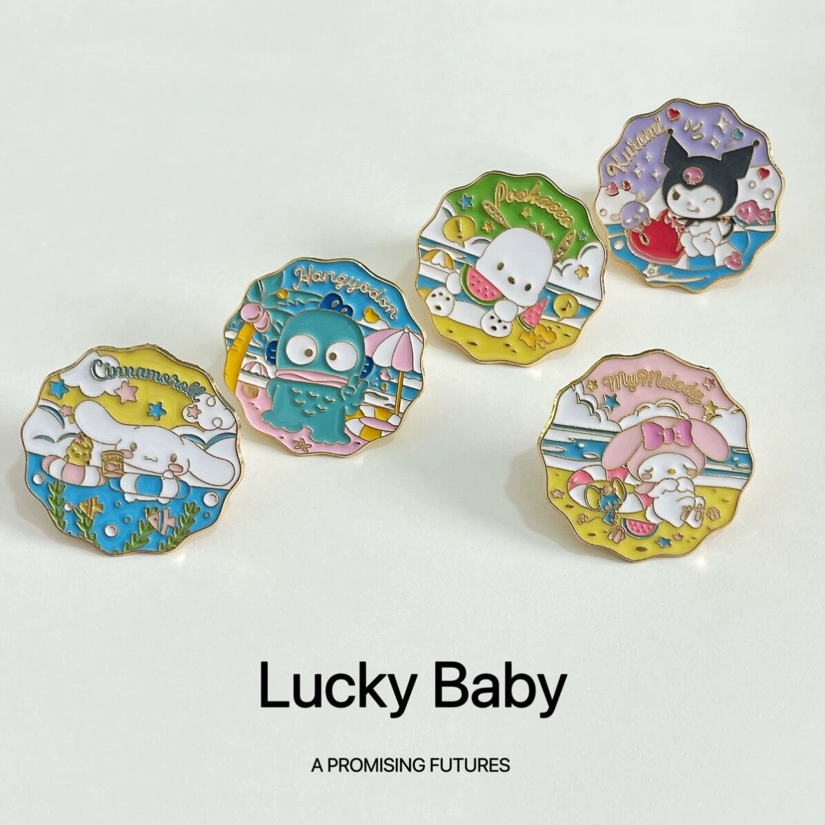 MINISO Значок Sanrio, собака цвета корицы, Куроми, металлический значок "Sweet Beach", симпатичная сумка для украшения, одежда, брошь, мило