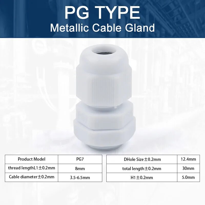5 шт. водонепроницаемые кабельные вводы DIY YOU PG7 PG9 PG11 PG13.5 PG16 PG19 черные белые PG7 White