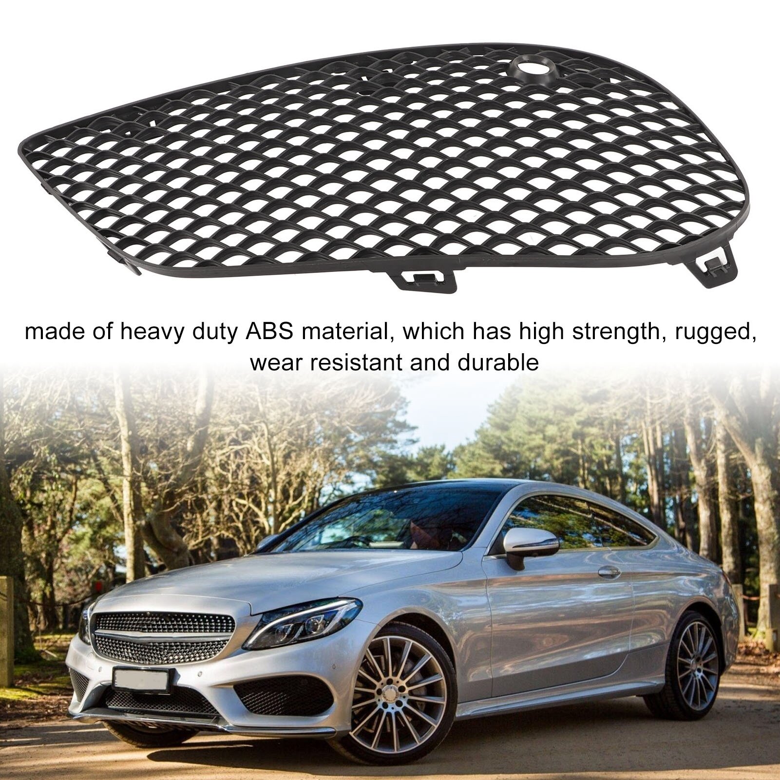 Черная решетка противотуманных фар переднего бампера, окантовка противотуманных фар, сменная отделка для Mercedes Benz C Class C180, левая 2058852523