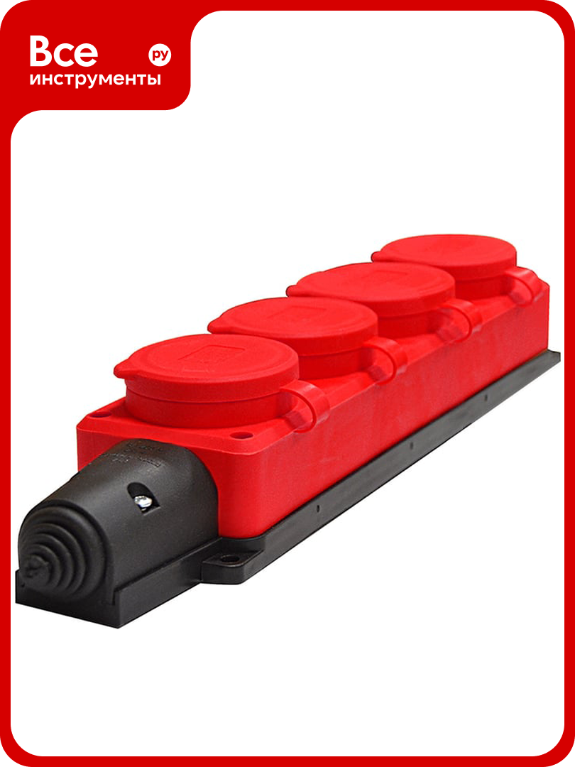 4-х местная однофазная колодка UNIVersal с заглушками "компакт" с/з каучук 16а 250в