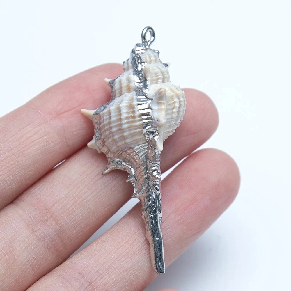 Натуральные ракушки-подвески с золотыми краями 1pc, 18-42mm Silvery