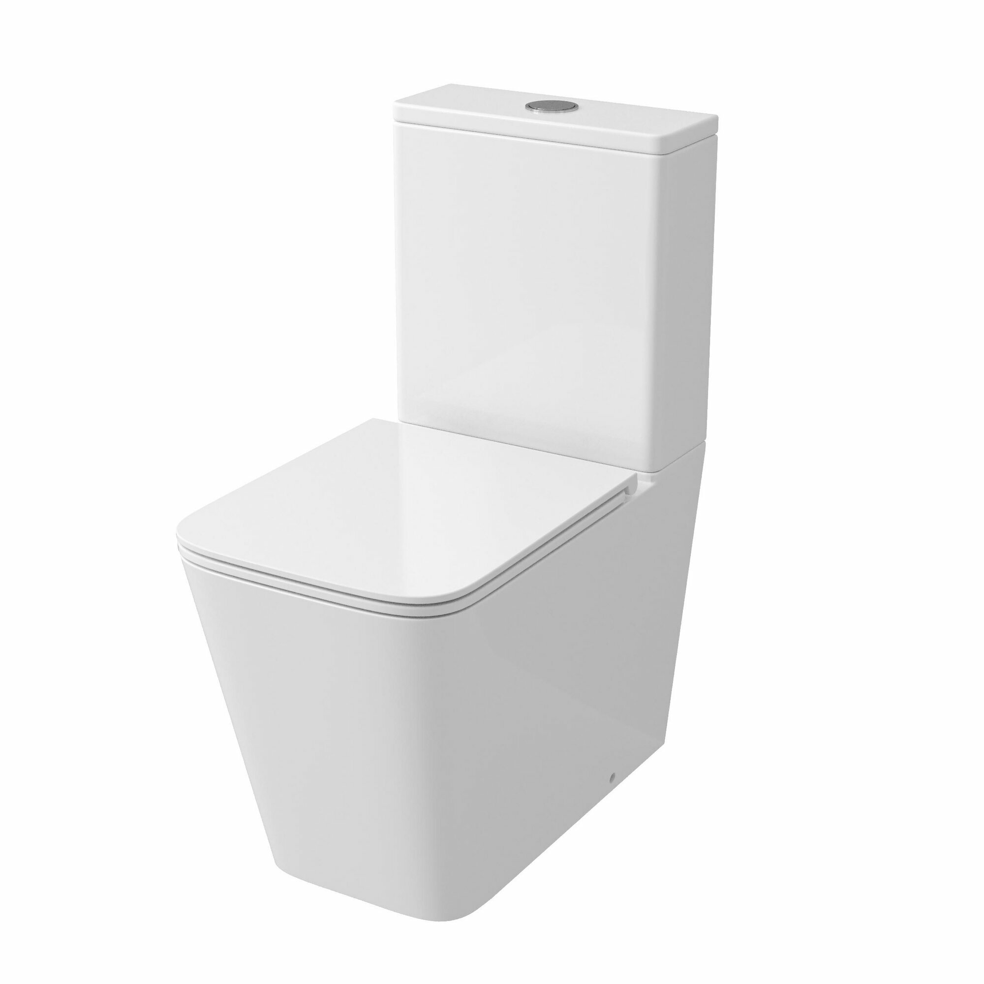 Унитаз компакт Grossman GR-4418SQ (610х365х825) безободковый, белый с тонкой крышкой, микролифт, смыв торнадо