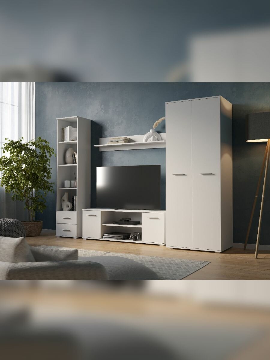 Гостиная Like №2 модульная конструкция, ЛДСП, цвет Белый, Современная классика