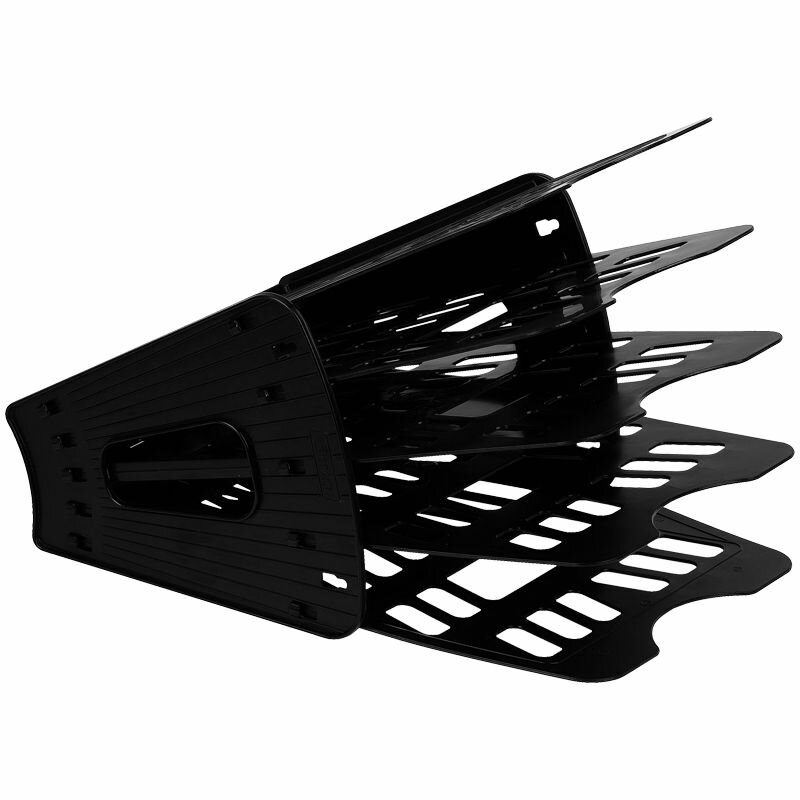 2 шт. Лоток для бумаг веерный СТАММ, 5-ти секционный, черный