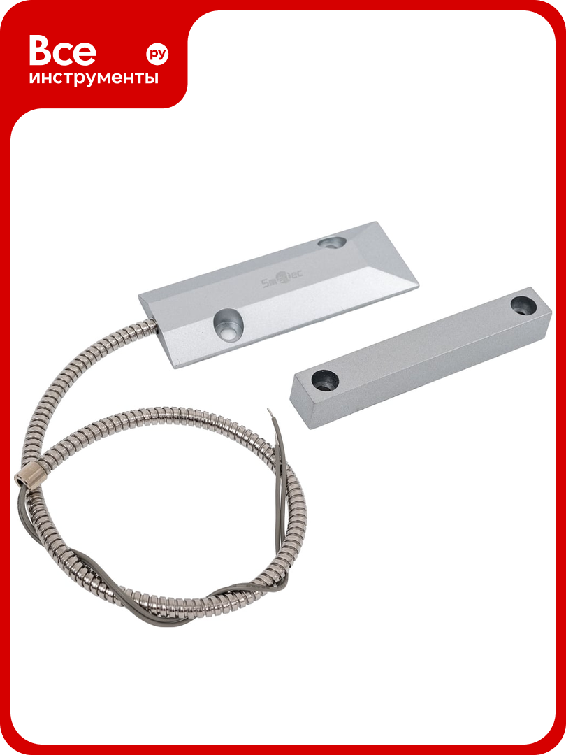 Магнитоконтактный датчик Smartec ST-DM140NC-SL накладной для металлических дверей, металлорукав smkd0219