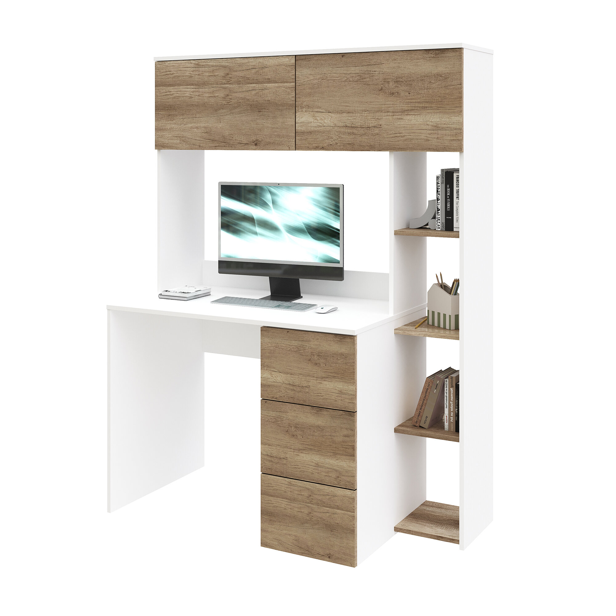 Стол Ритм 1250 мм (корпус белый + фасады дуб каньон)