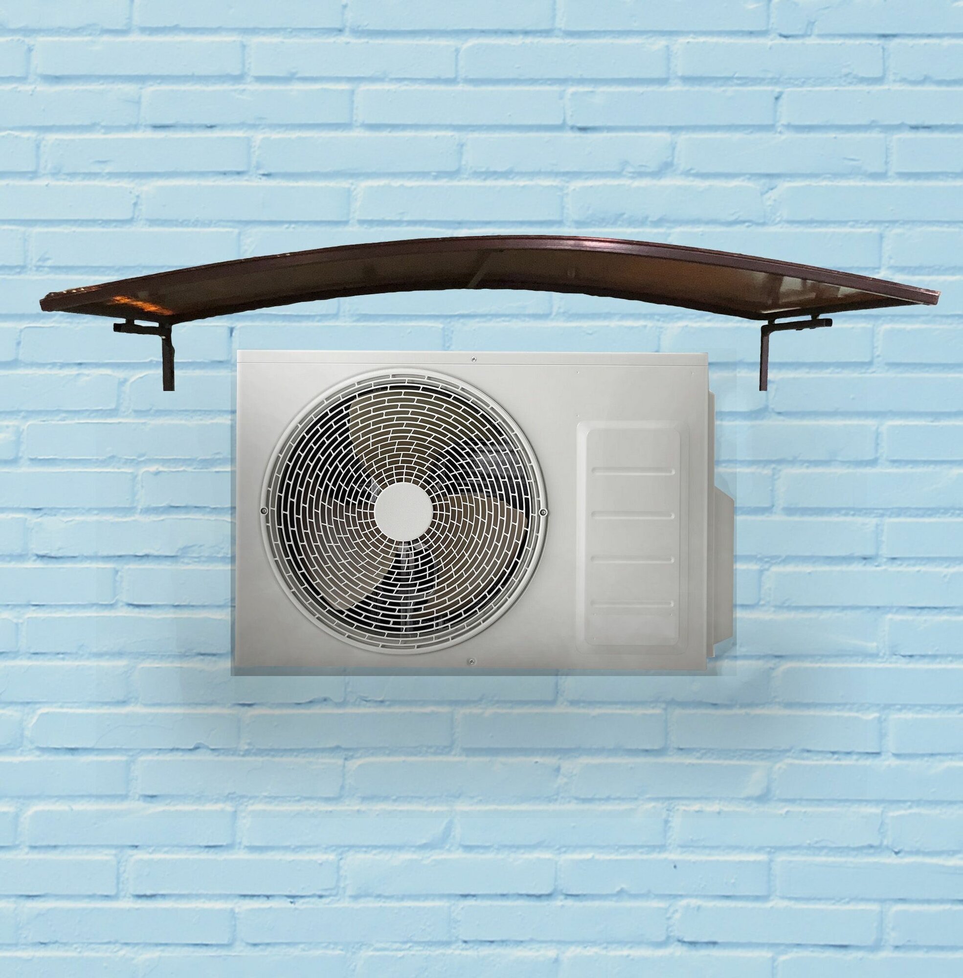 Козырек металлический над кондиционером YSK18, ArtCore, коричневый каркас с коричневым поликарбонатом