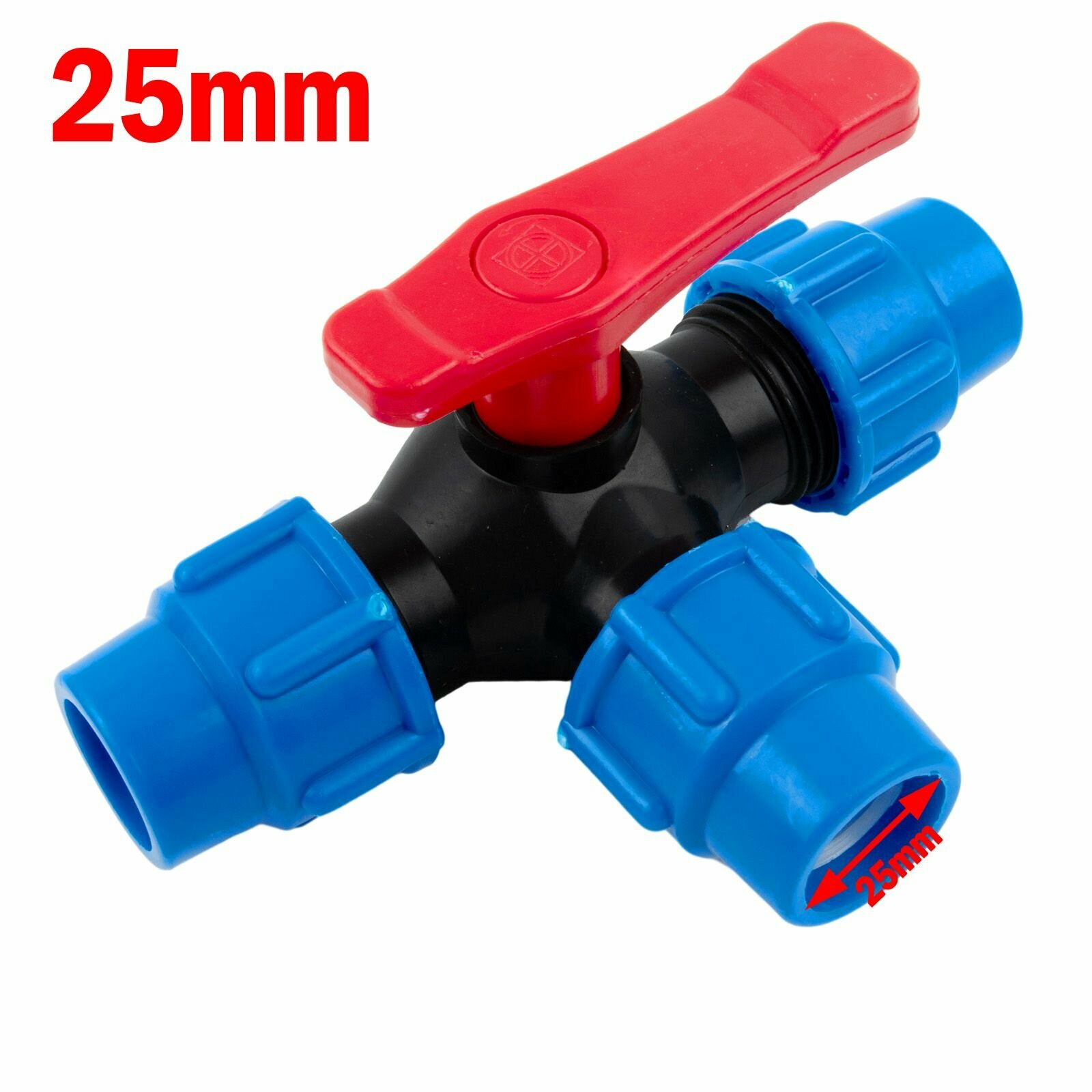 3-ходовой шаровой кран из полиэтиленовой трубы 20/25/32/40/50 мм Пластик