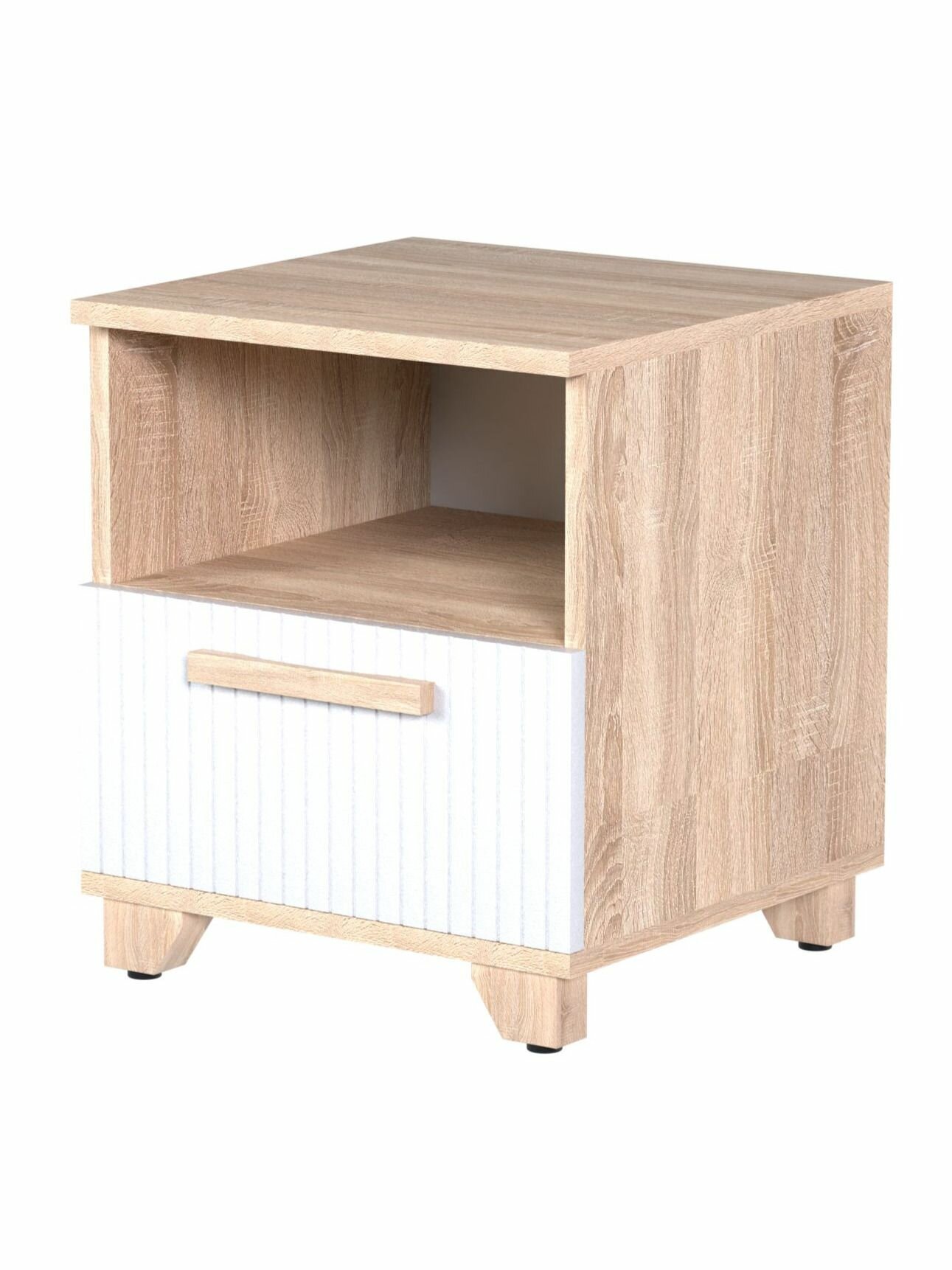 Тумба прикроватная Копенгаген с ящиком Дуб Сонома / Белый мат (12 Стульев)