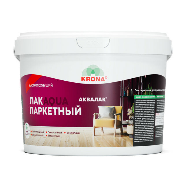 Лак акриловый для пола аквалак бесцветный 2л, арт.66360106