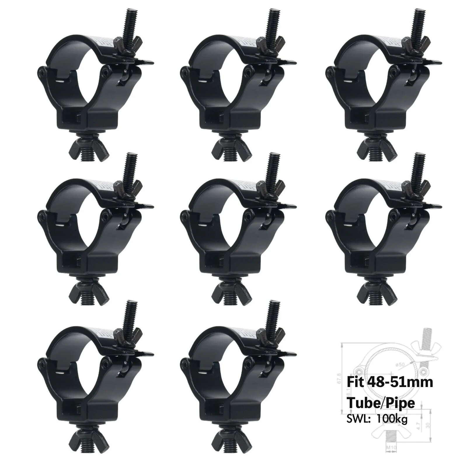 Крюк для освещения O-Clamp, черный, 8 шт.