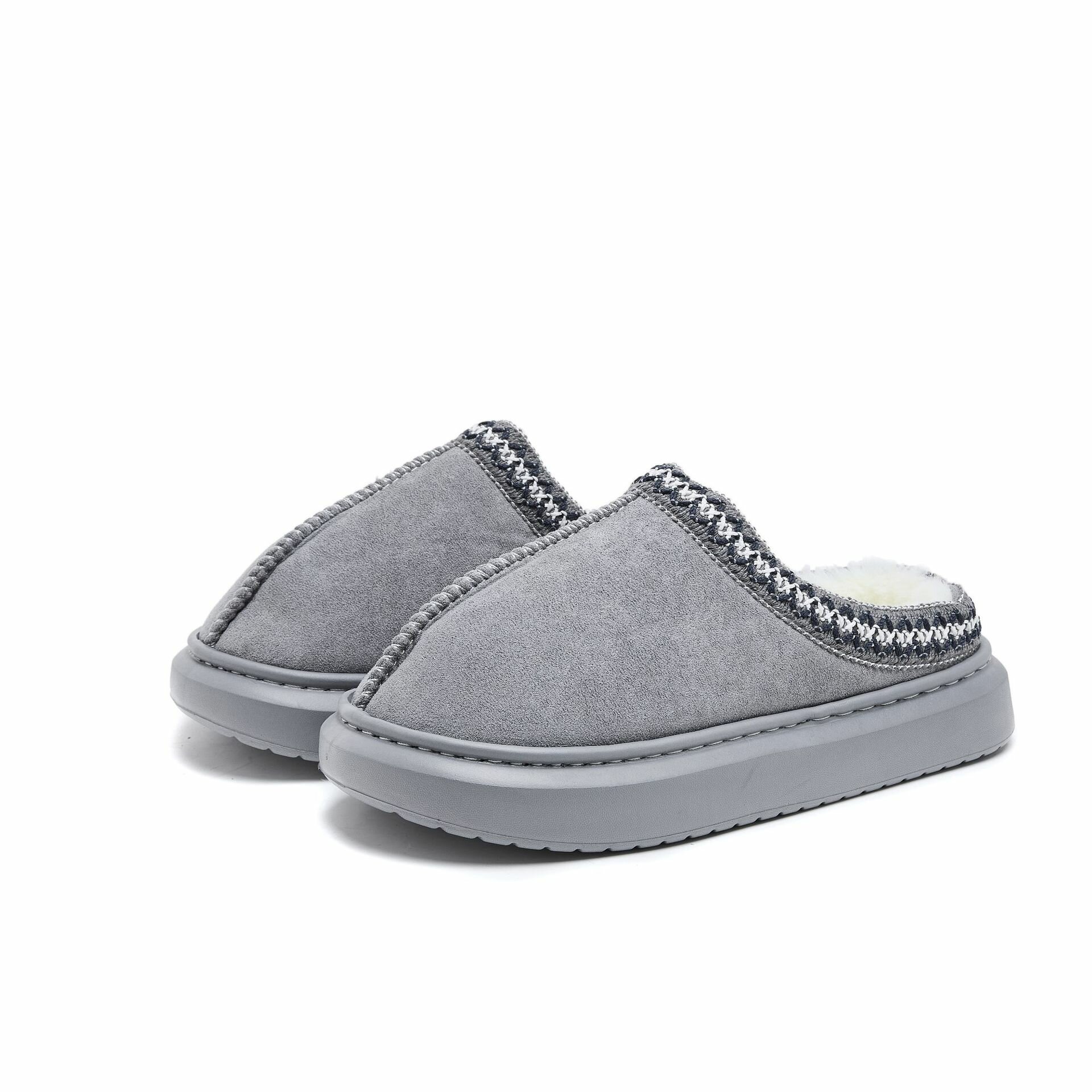 MOOCIE Женские осенне-зимние тапочки в национальном стиле с мехом, хлопковые тапочки Баотоу, теплые домашние тапочки для пар из хлопка на толстой подошве, мужские бахилы