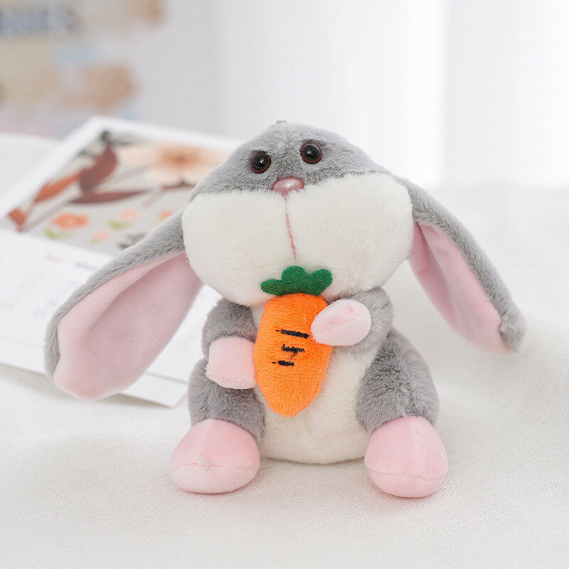 Мягкий брелок-заяц из плюша с морковкой, милый кролик-игрушка для сумки, наполнен ПП-ватой