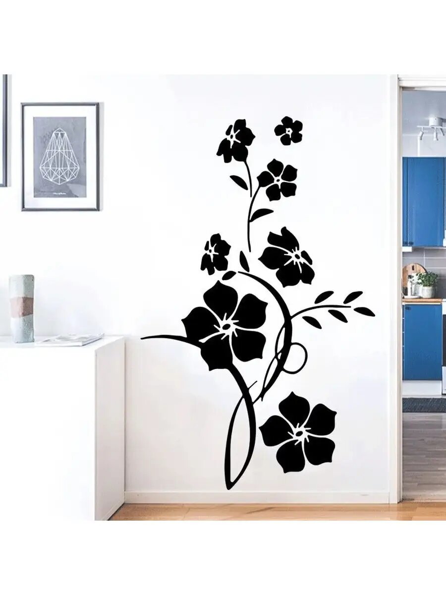 Наклейка на стену для декора интерьерная Узор Цветы
