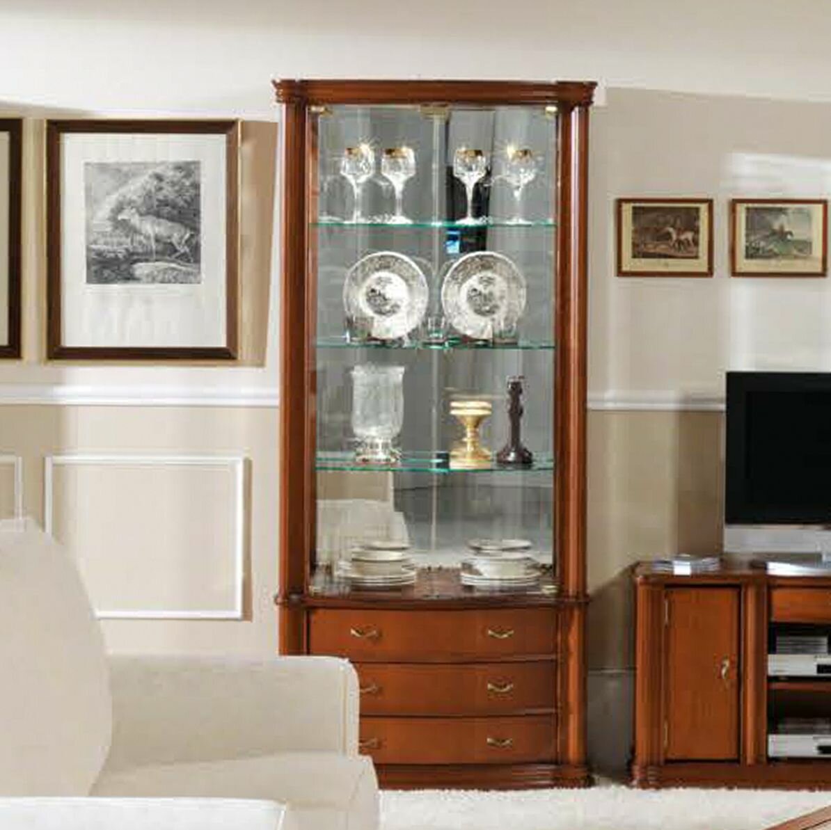 Шкаф-витрина Disemobel Classic 923 90х39х196 см, Cerezo-5