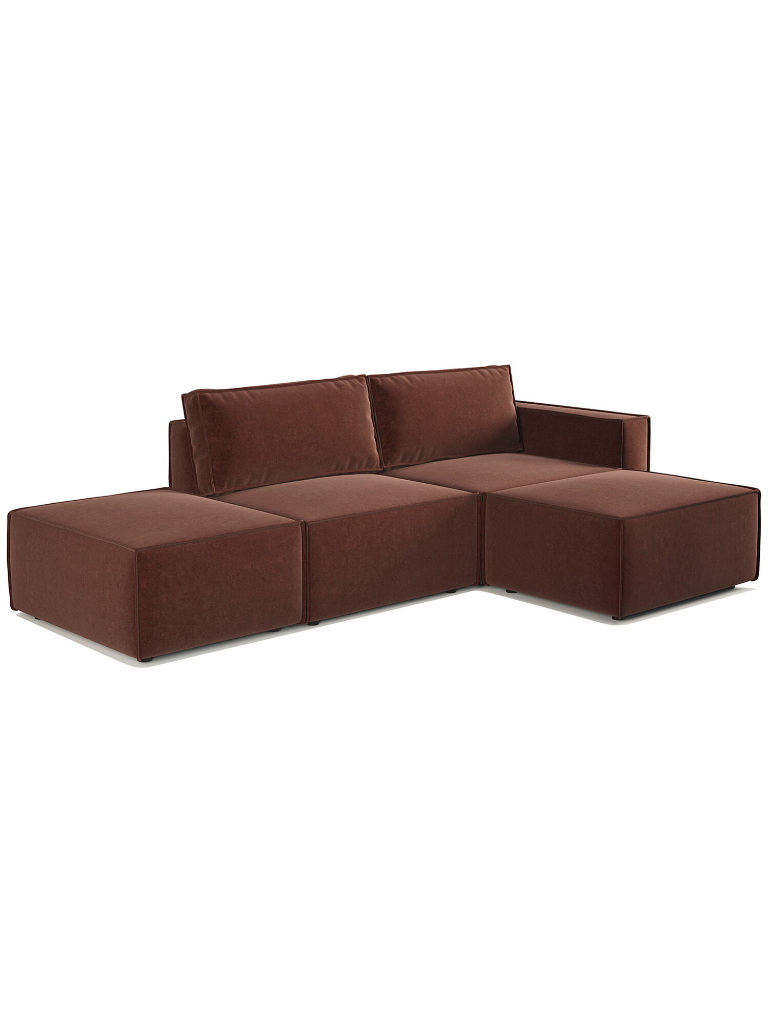 Диван угловой модульный Гамма 211х170х70 см, угол левый, велюр Дрим шоколад