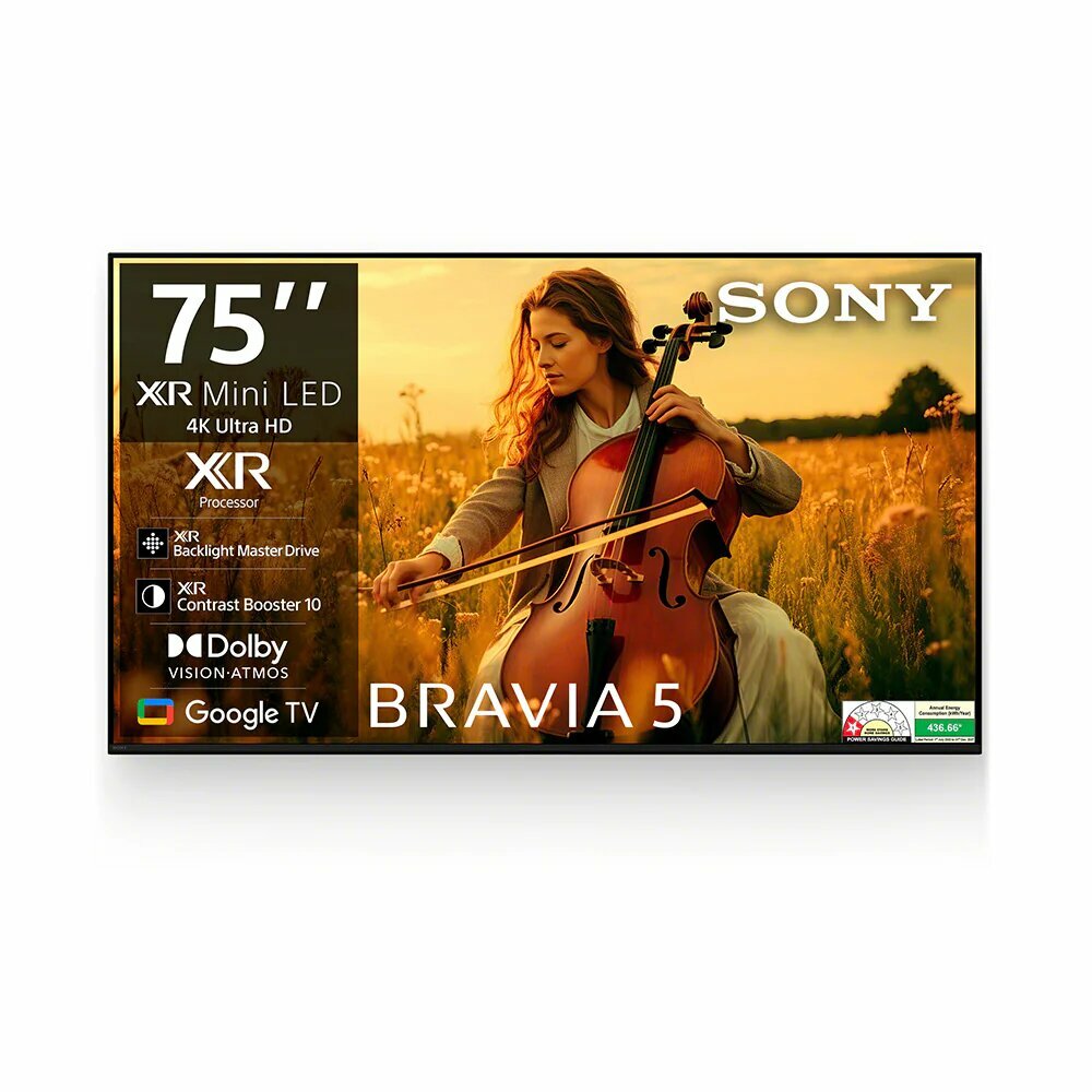 Телевизор Sony K-75XR55B, голосовое управление, 4K, 75", черный