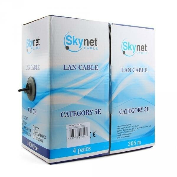 Кабель SkyNet UTP CSS-UTP-4-CU-OUT, уличный, черный, 305 м.
