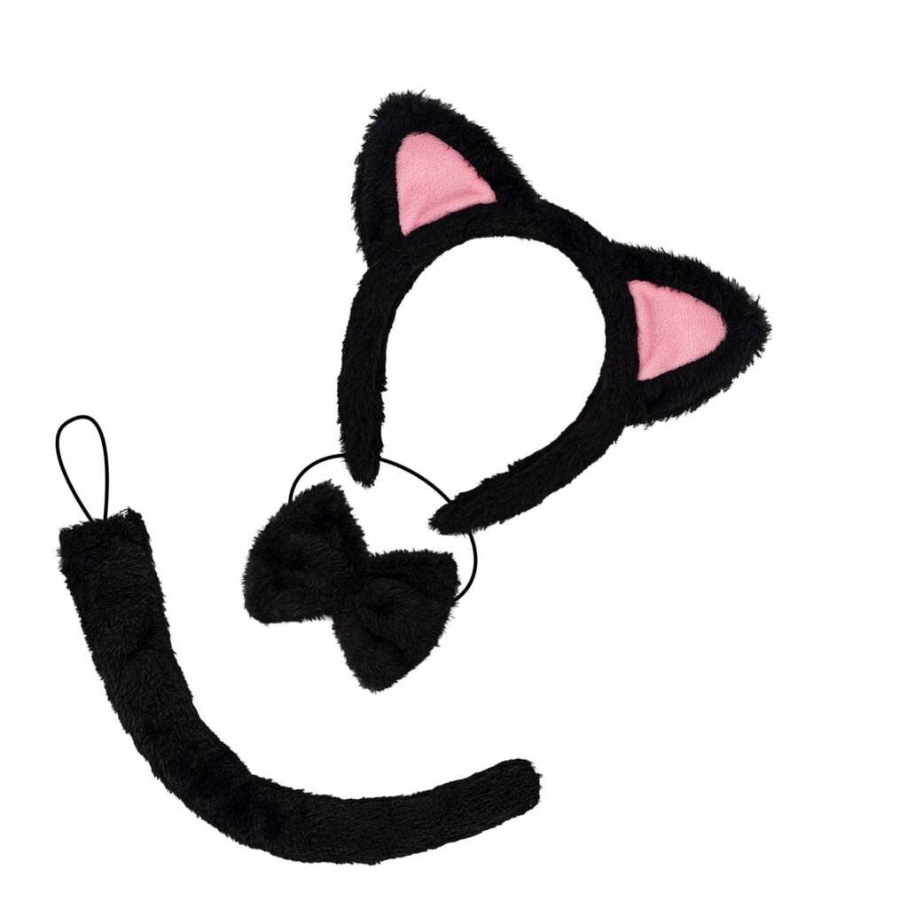 Меховой костюм love cat-черная Тройка