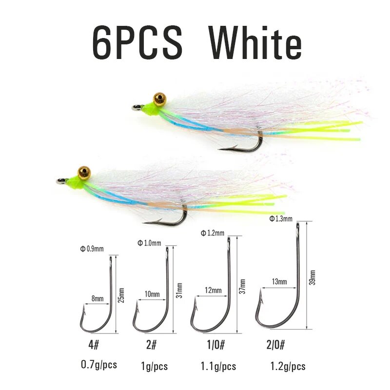 Vtwins Мухи для нахлыста Crazy Charlie 6/10 шт. Белый, Size 2I0, 6PCS White