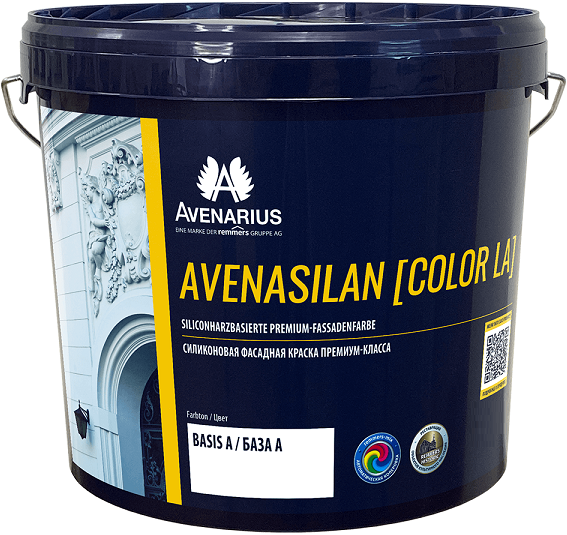Краска Фасадная, Силиконовая Avenarius AvenaSilan 10л Белая, Матовая, Премиум-Класса / Авенариус.